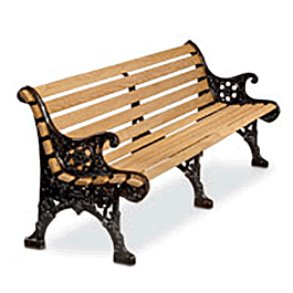 Renaissance Bench with Wood Slat Seat and Back | ParknPool